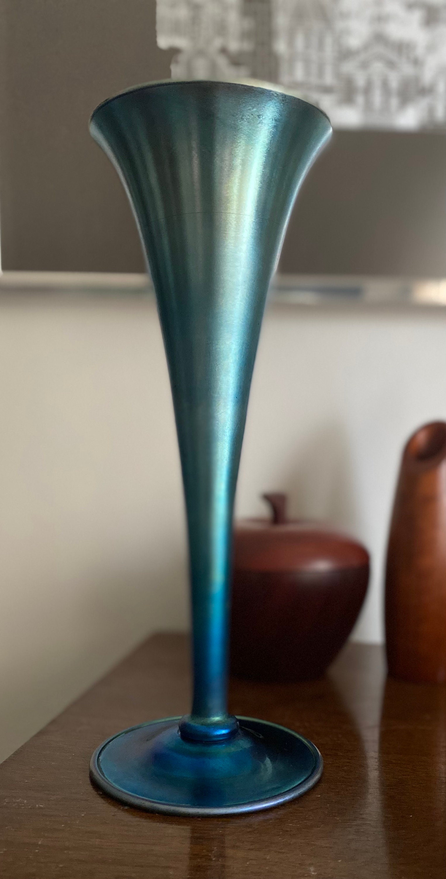 Antique Frederick Carder Steuben Glass Blue Aurene Vase, Carder Steuben ...