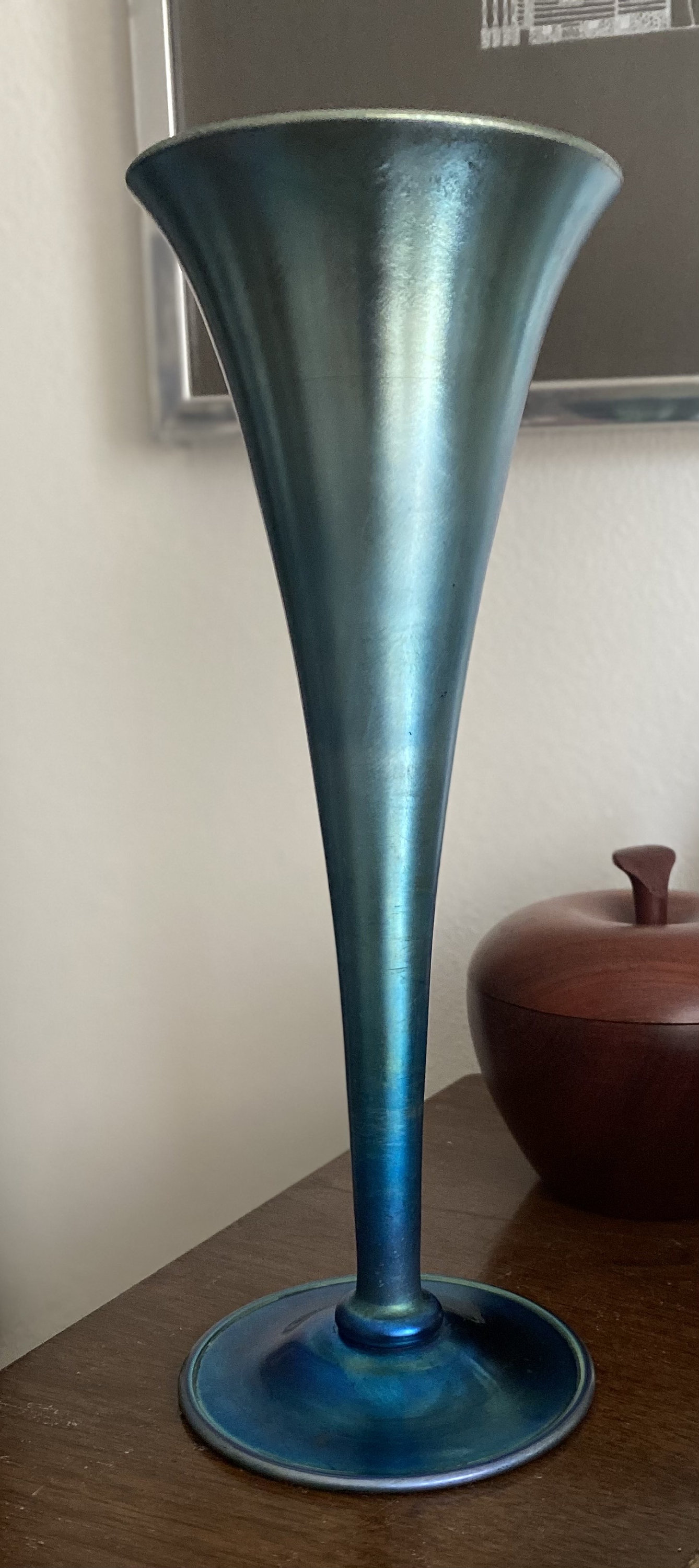 Antique Frederick Carder Steuben Glass Blue Aurene Vase, Carder Steuben ...