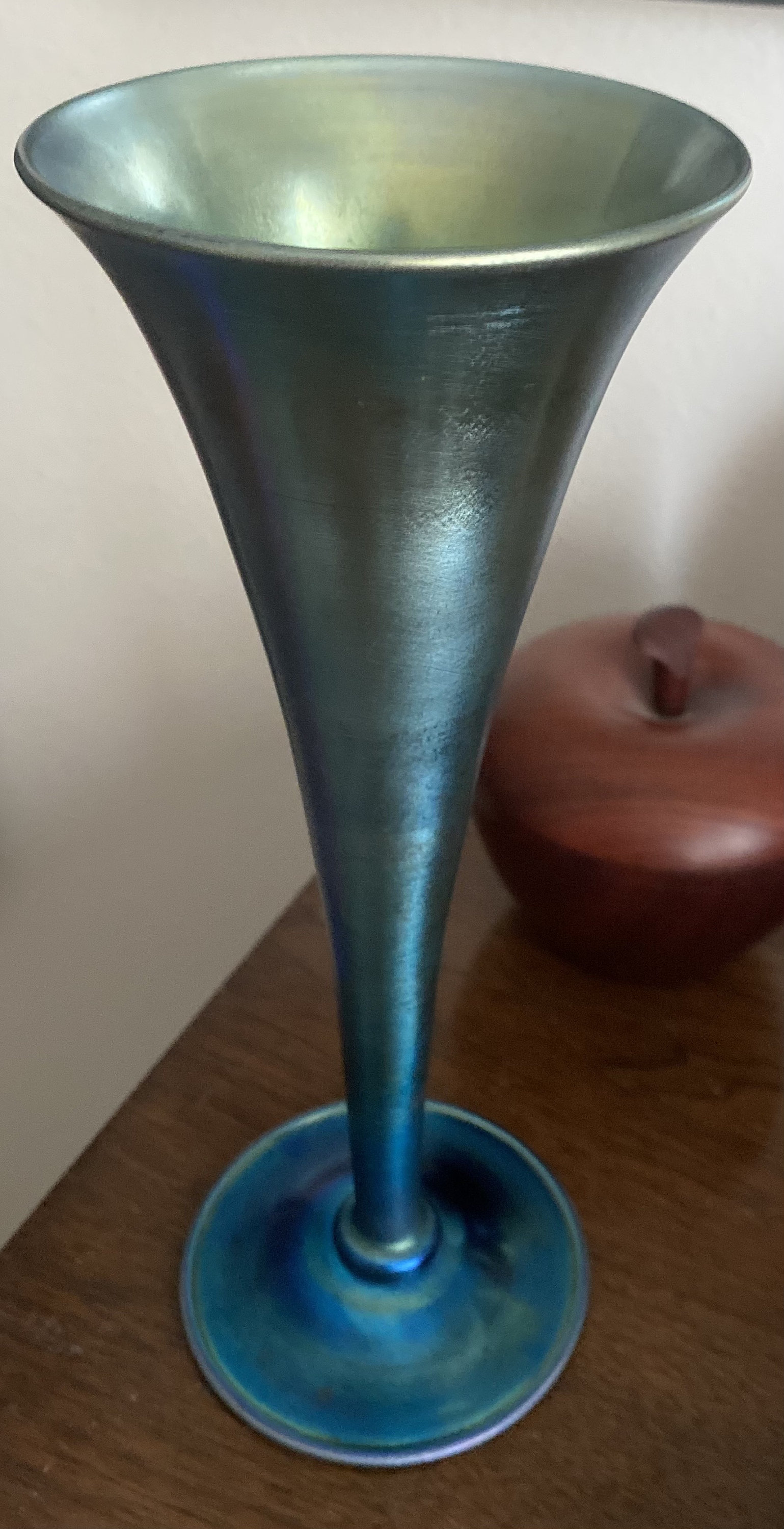 Antique Frederick Carder Steuben Glass Blue Aurene Vase, Carder Steuben ...