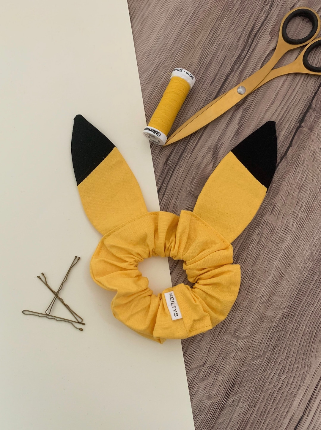 Pikachu - Scrunchie - Pokémon - Hair Tie - Yellow - Black - Cotton ...