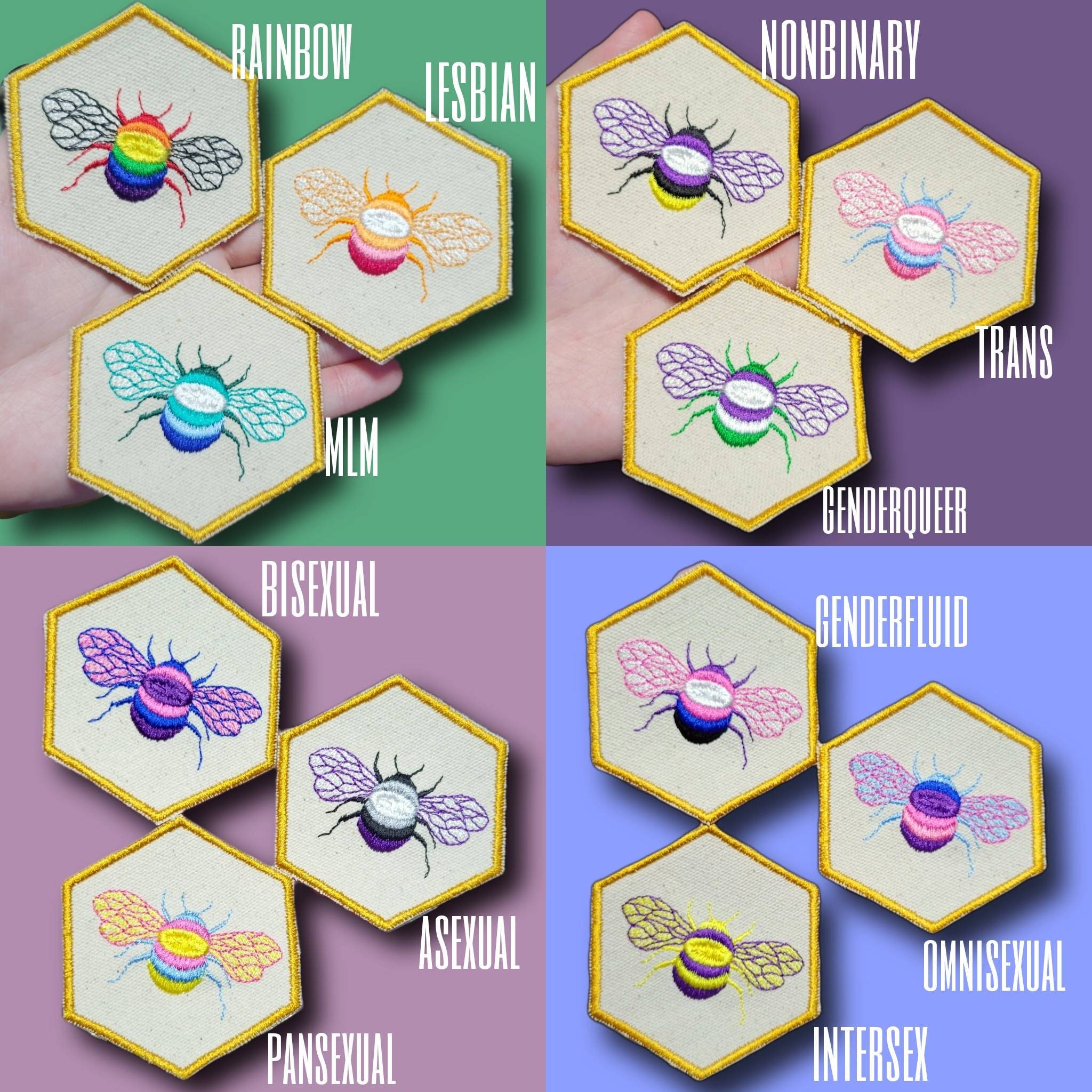 Bee Subtle Pride Flags LGBTQ Hexagonal Natural Canvas | Etsy