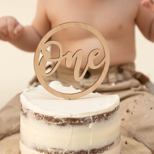 First Birthday Wooden Cake Topper Baby 1st Birthday Party - Etsy