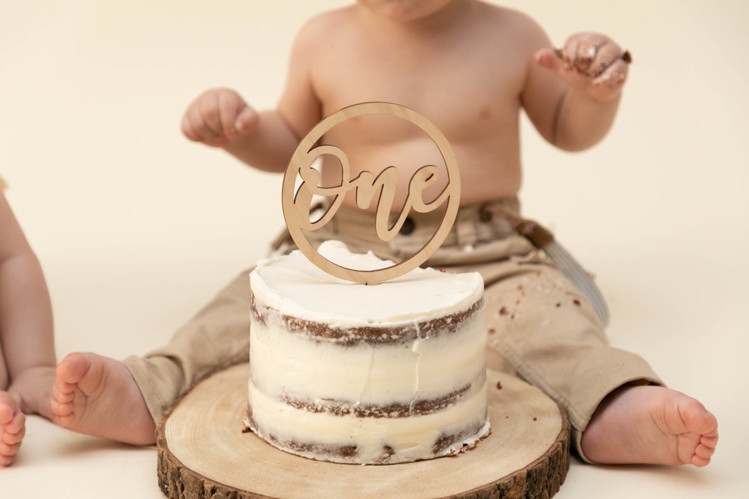 First Birthday Wooden Cake Topper Baby 1st Birthday Party - Etsy