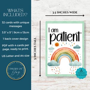 Boho Rainbow Affirmation Cards for Kids Inspirational Notes for Girls ...