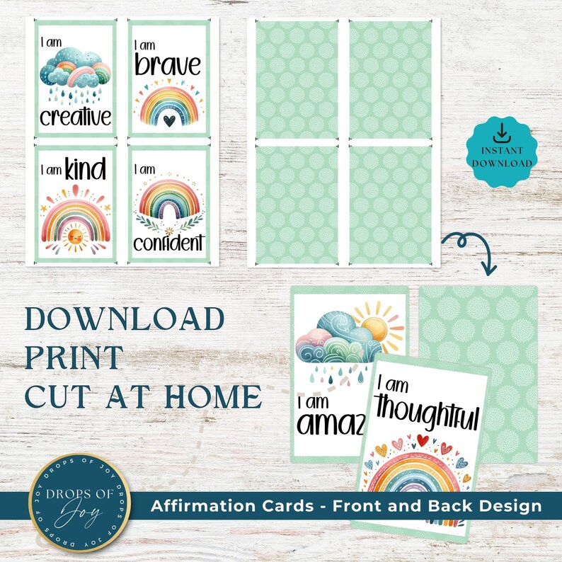 Boho Rainbow Affirmation Cards for Girls | 32 Daily Inspiration Notes ...