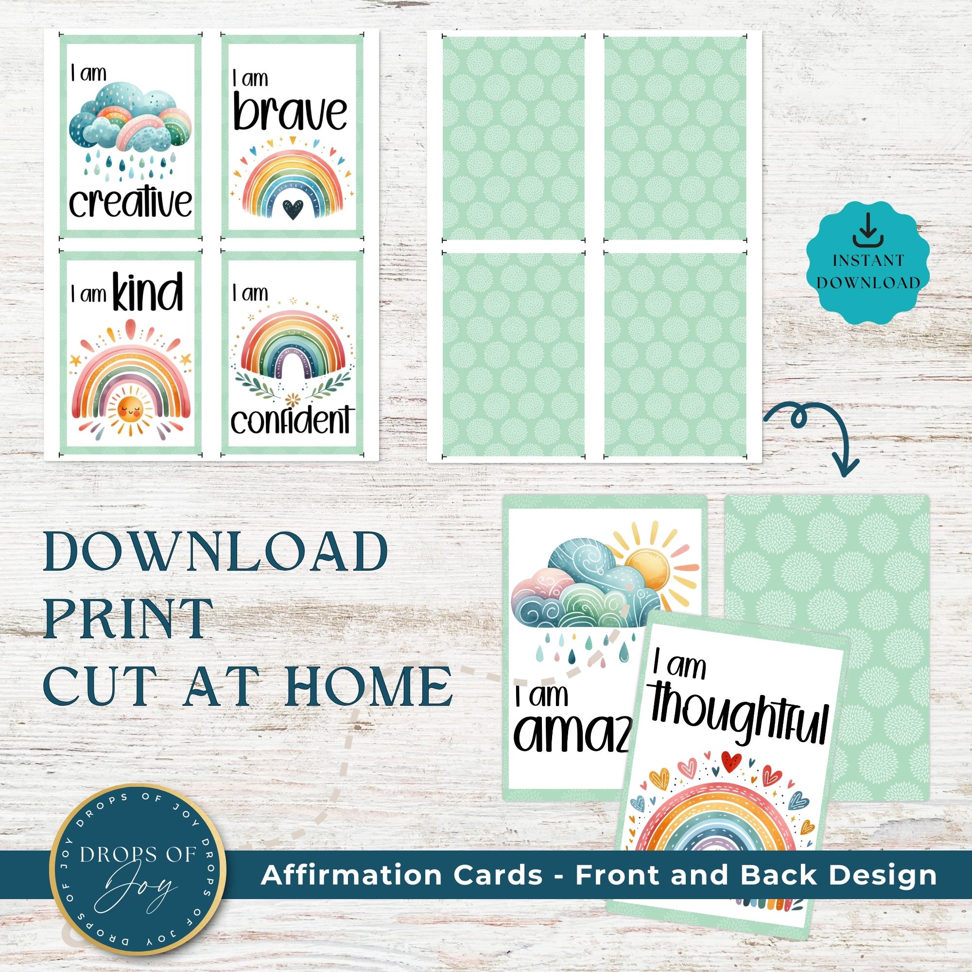 Boho Rainbow Affirmation Cards for Girls | 32 Daily Inspiration Notes ...