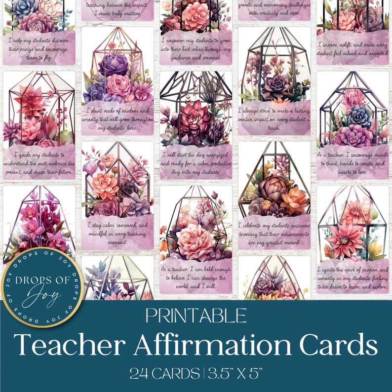 Teacher Affirmation Cards | Inspirational Educator Messages (digital ...