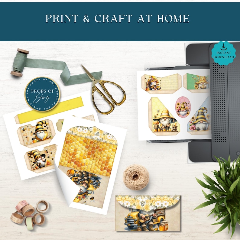 Honeybees and Gnomes Printable Folio Kit – Junk Journal Ephemera ...