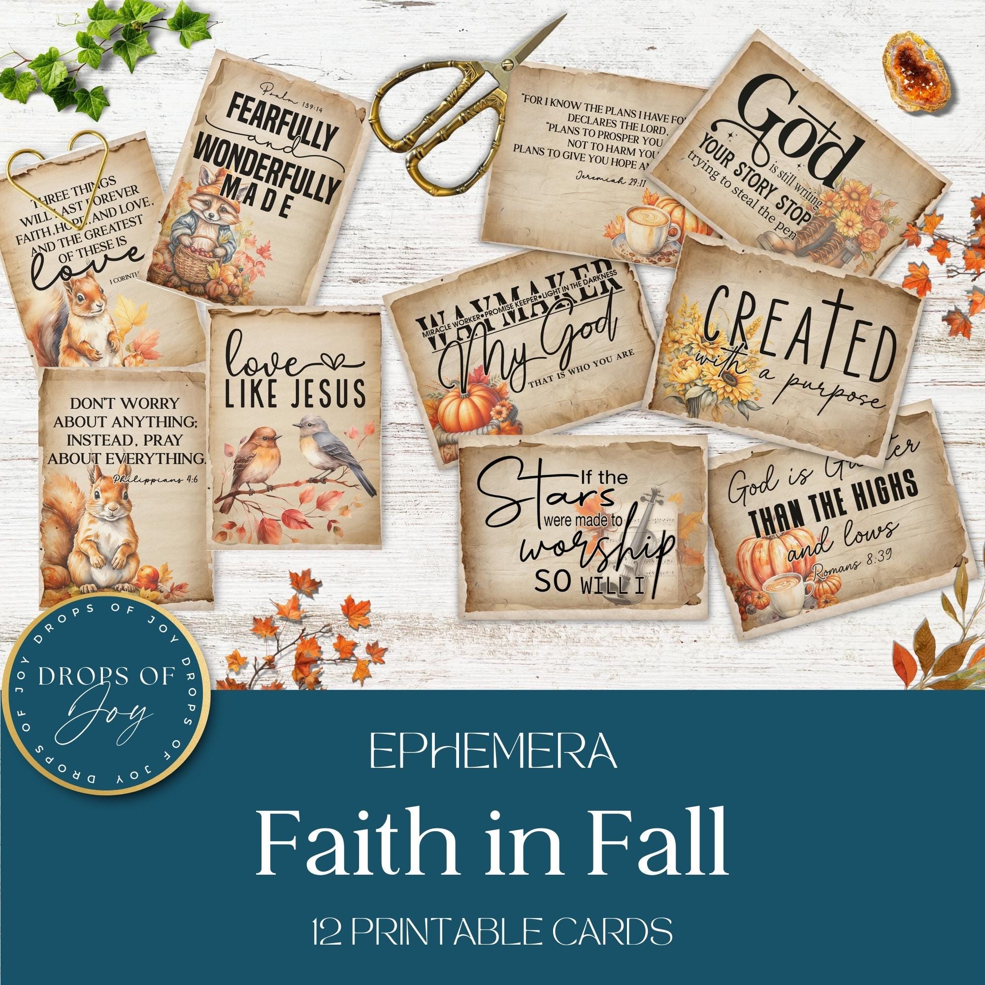 Fall Faith Journal Cards – Christian Ephemera, Autumn Scrapbooking ...