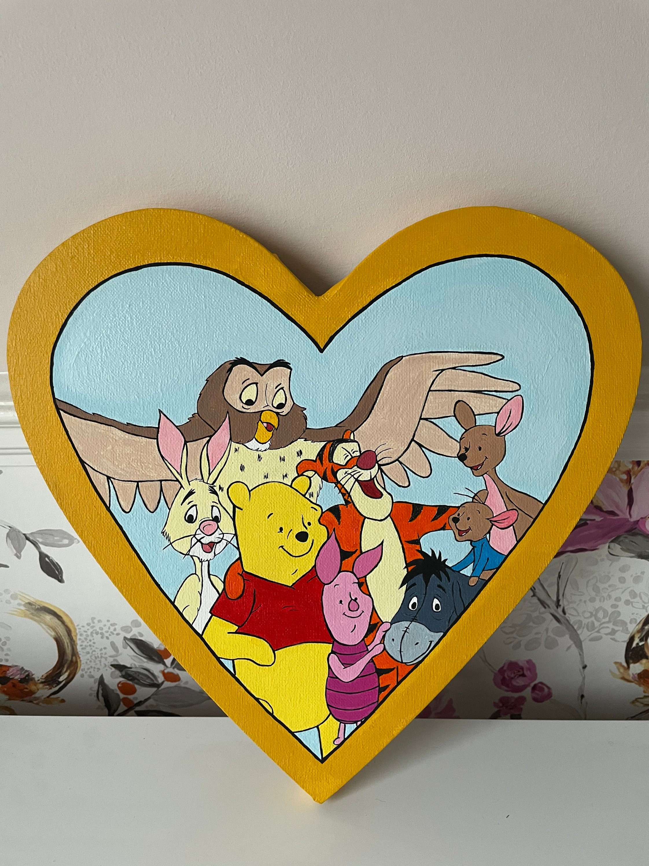 Hand Painted Large Heart/circle Shape Disney/cartoon Inspired - Etsy