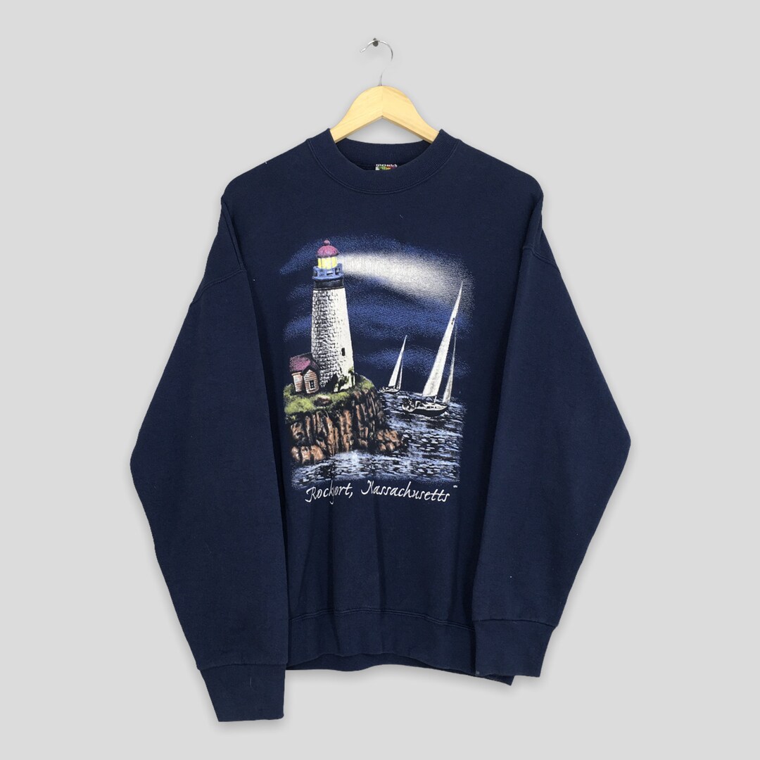 Vintage 90s Rockport Massachusetts Blue Sweatshirt Large - Etsy