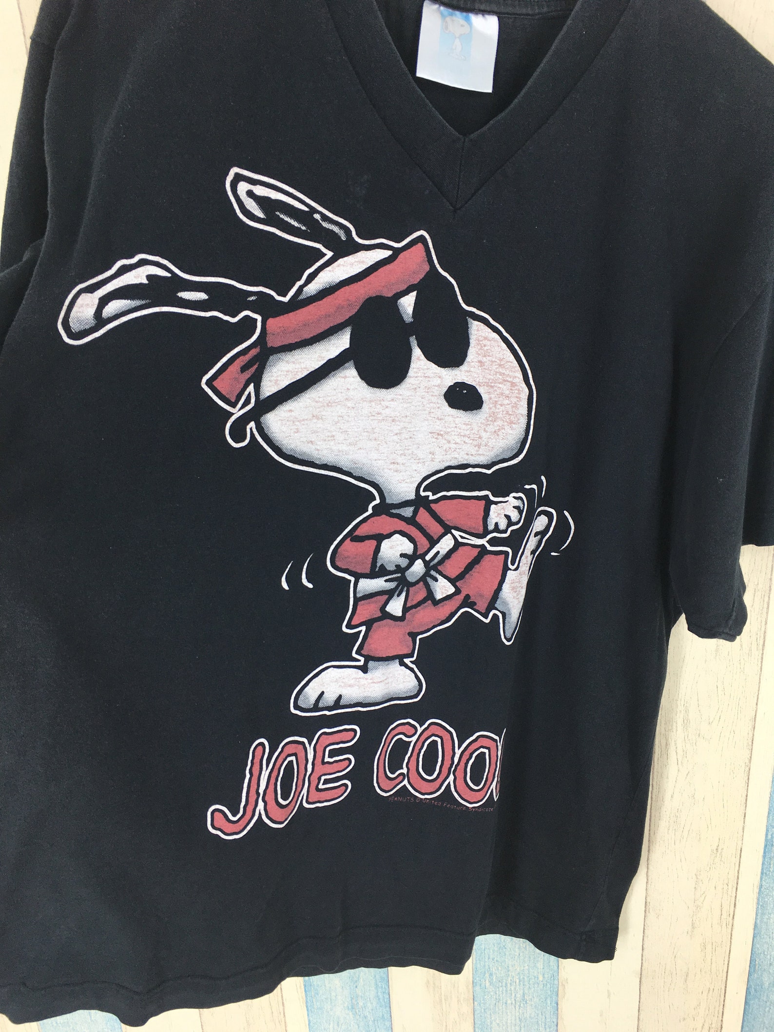Snoopy Joe Cool Tshirt Peanuts Medium Black Vintage 90s Etsy