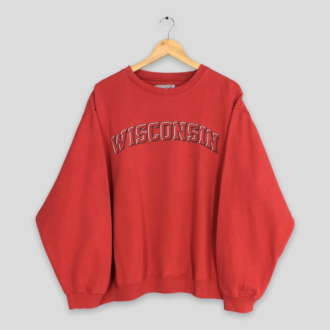 Vintage Wisconsin State Usa Red Sweater Xlarge Wisconsin Spell Out ...