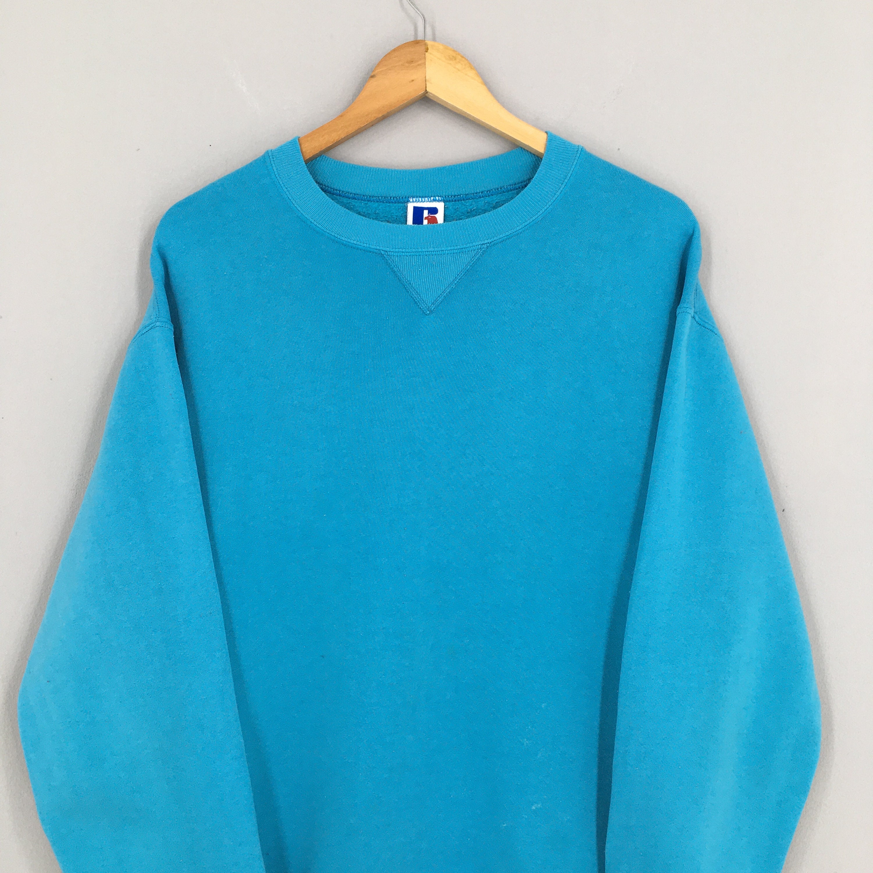 Vintage 90s Plain Russell Athletic Blue Jumper Large Plain - Etsy