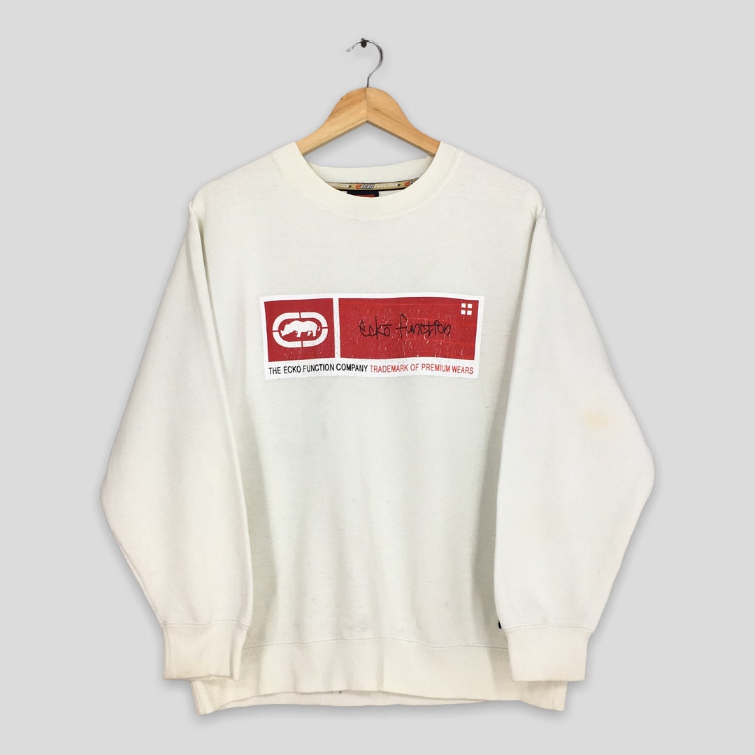 Vintage Ecko Function White Sweatshirt Medium 90's Ecko Unlimited Jumper Ecko Jeans Pullover ...