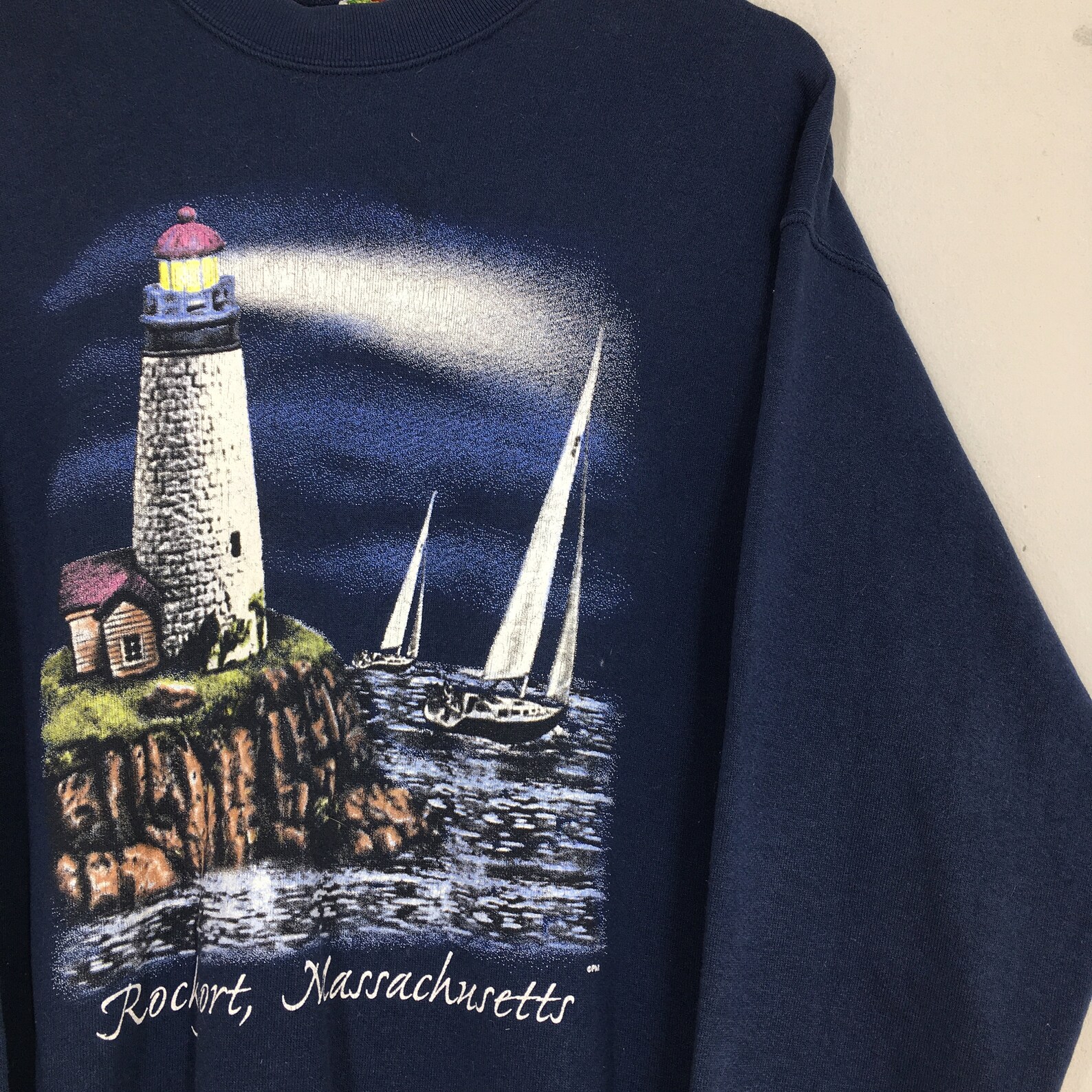 Vintage 90s Rockport Massachusetts Blue Sweatshirt Large - Etsy