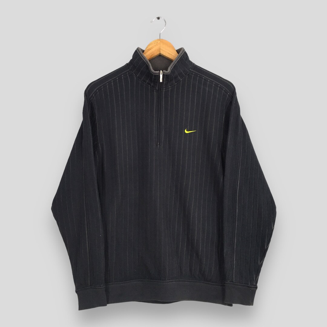 Vintage Nike Swoosh Striped Black Sweaters Medium Nike Golf Jumper Nike ...