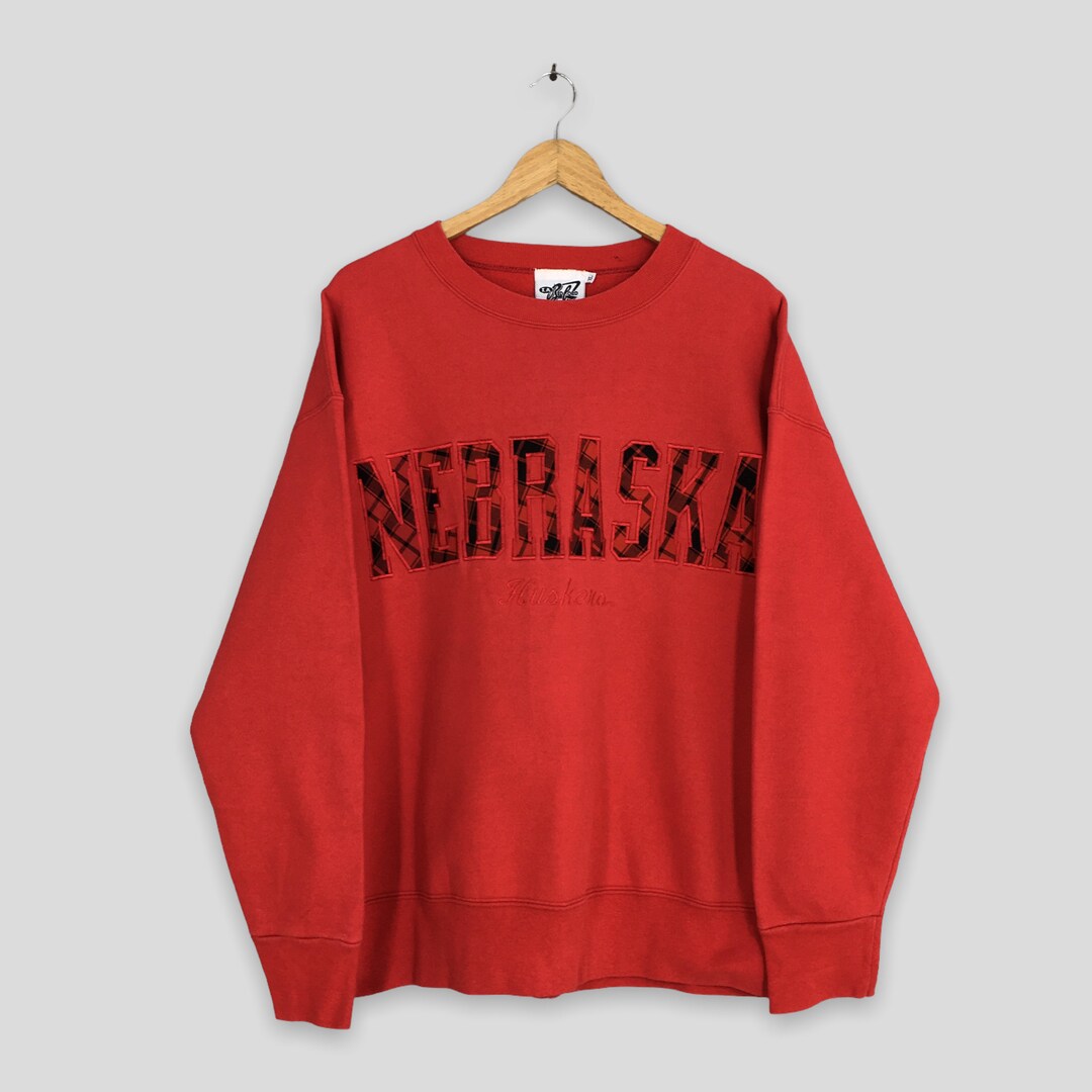 Vintage 90's Nebraska State Red Sweatshirts Xlarge Nebraska Spell Out ...