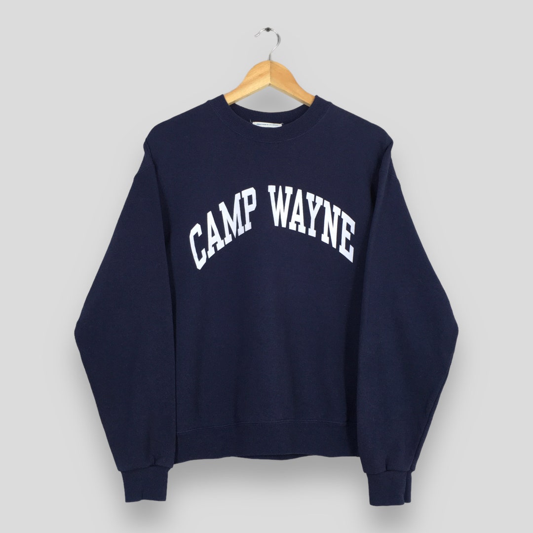 Vintage 90s Camp Wayne Blue Sweatshirt Medium Camp Wayne Printed Spell ...