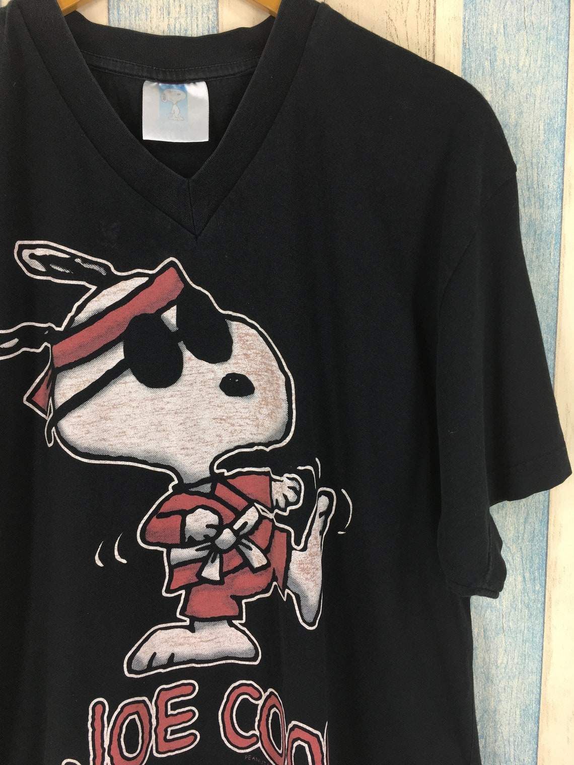 Snoopy Joe Cool Tshirt Peanuts Medium Black Vintage 90s Etsy