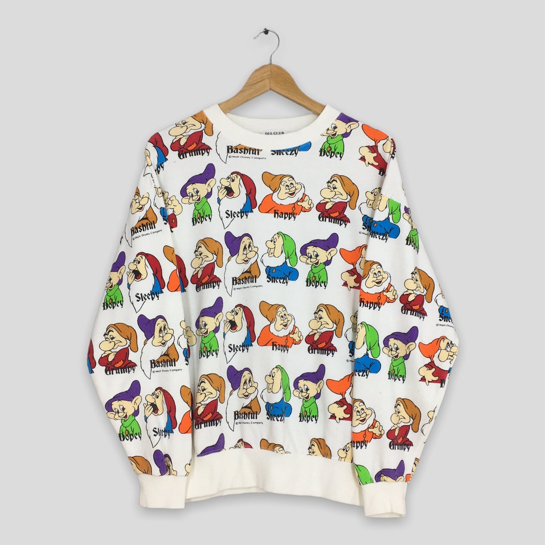 Vintage 90s Grumpy Dopey 7 Dwarf Sweatshirts Medium Grumpy Sneezy Happy ...
