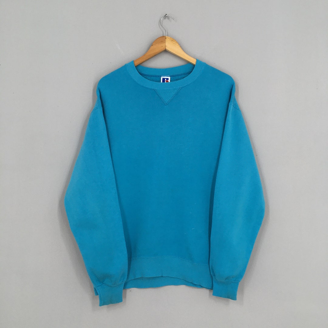 Vintage 90s Plain Russell Athletic Blue Jumper Large Plain - Etsy
