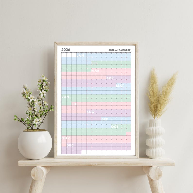 Annual Wall Calendar 2026 | A1 Physical Print | 365 Day Calendar | Year ...