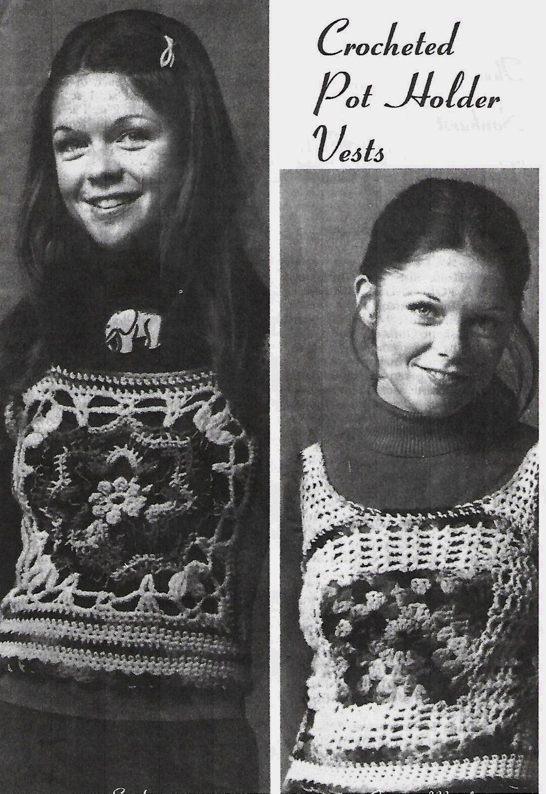Vintage Crochet Potholder Vest, Granny Square Vest, Rib Ticklers ...