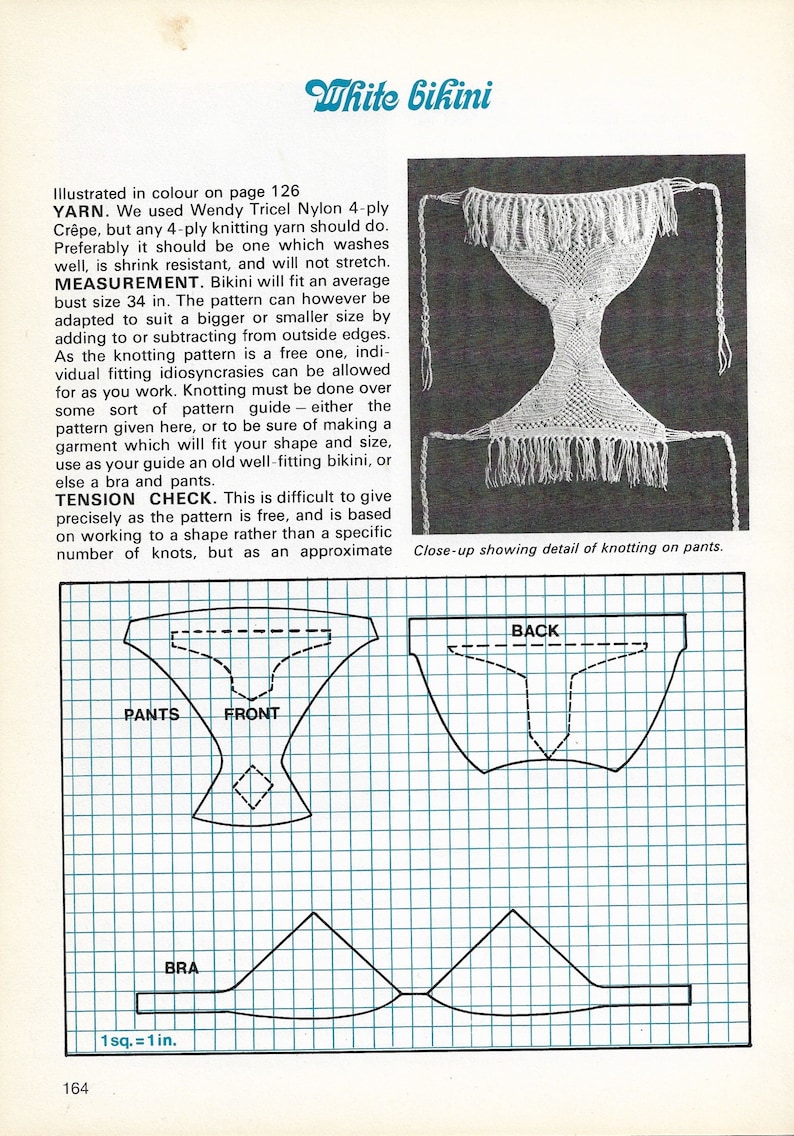 Vintage Macrame Bikini, PATTERN 1970'spdf Instant Digital Downloadnot a ...