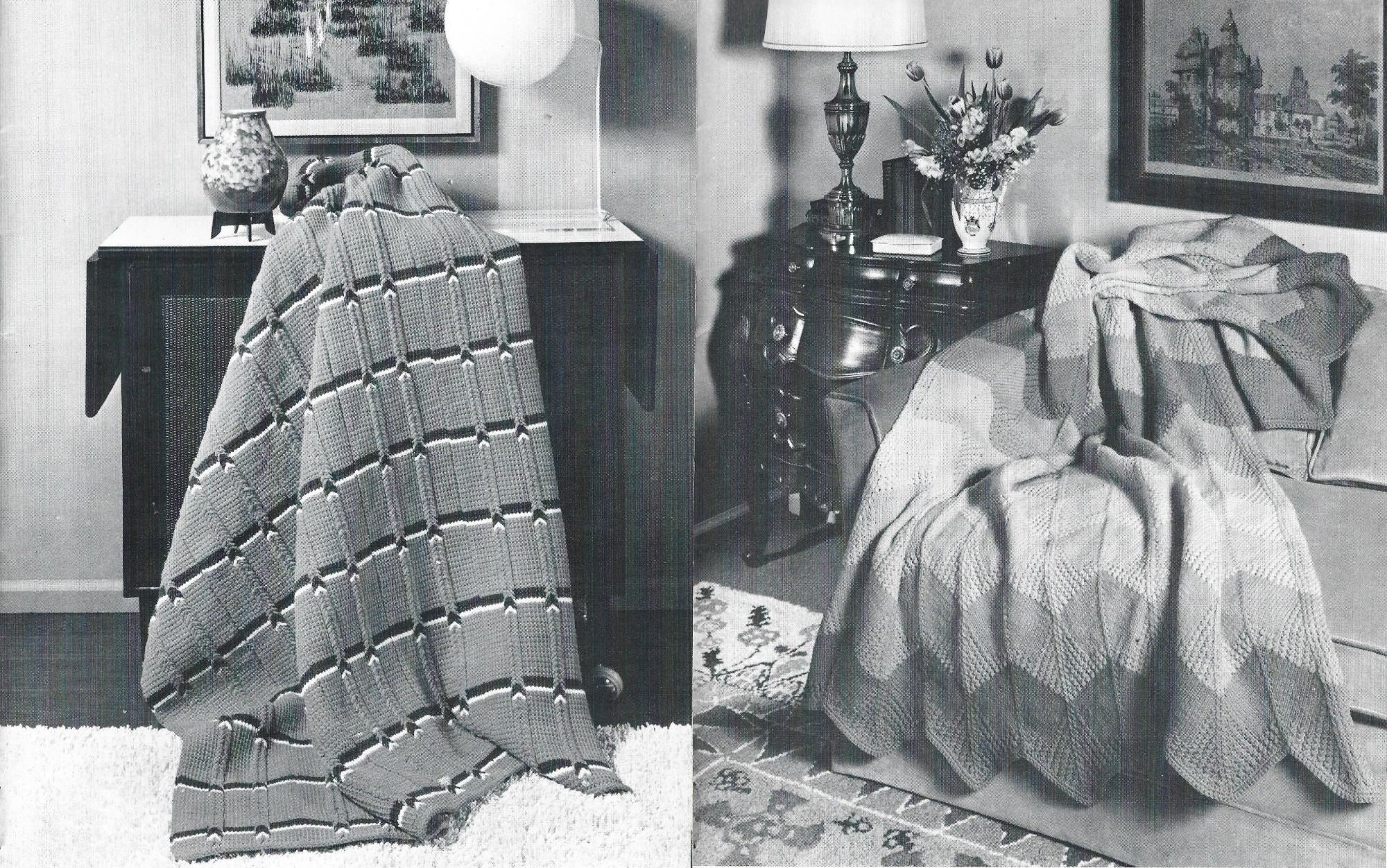 Vintage Afghan Patterns in Crochet, Knit, Afghan Stitch, Hairpin Lace ...