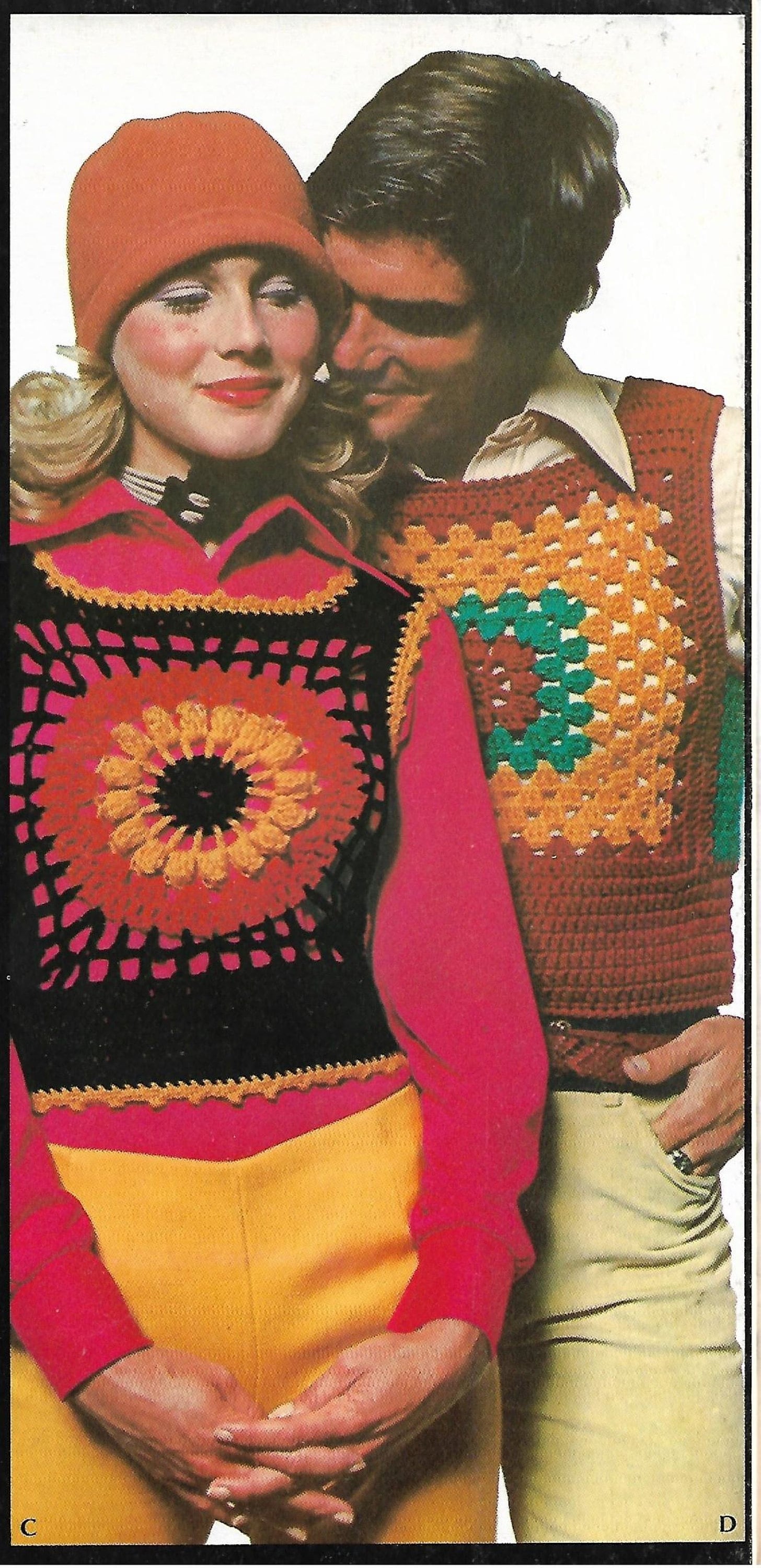 Vintage 1970s Crochet Granny Square Rib Tickler Top Pattern (PDF ...