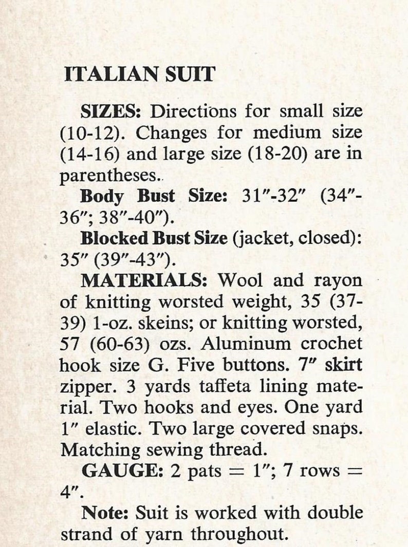 Vintage 1960s Crochet Suit Pattern: Jacket & Skirt (PDF Digital ...
