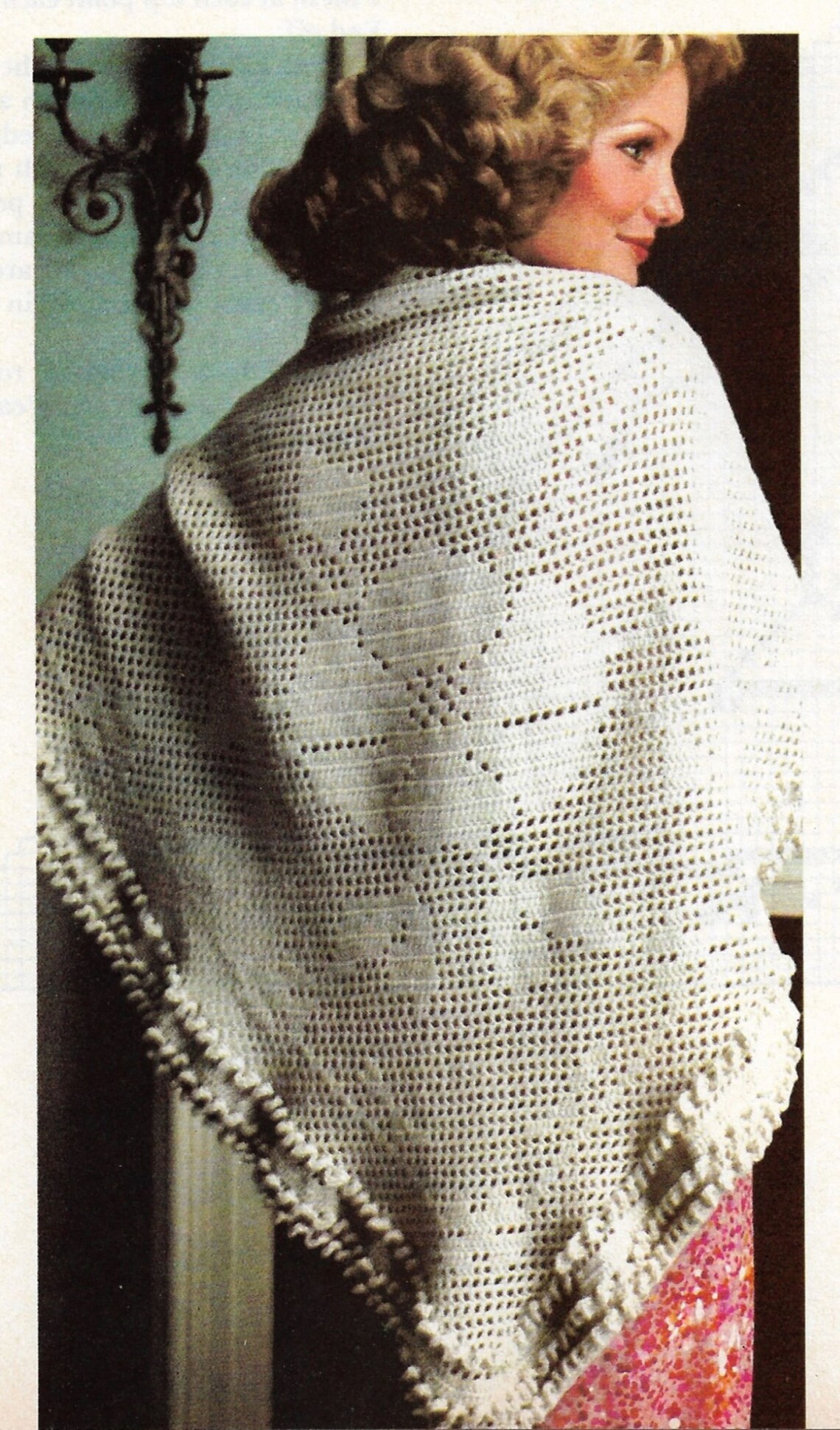 Vintage 1960's Flower Filet Crochet Shawl Pattern (PDF Download) - Etsy