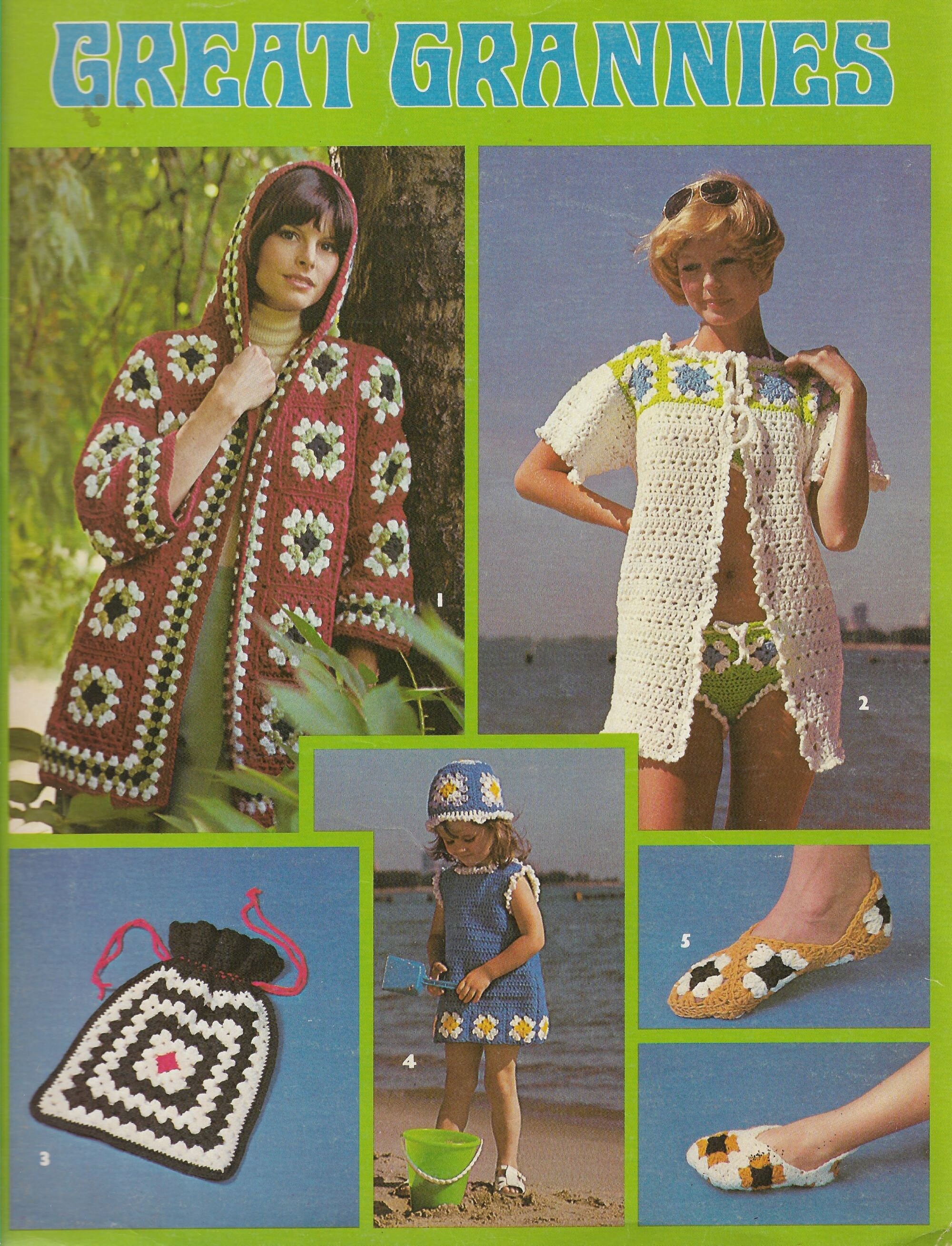 Vintage Crochet Bikini,tote Bag,dress,hat,boho,hooded Jacket, Hippy ...