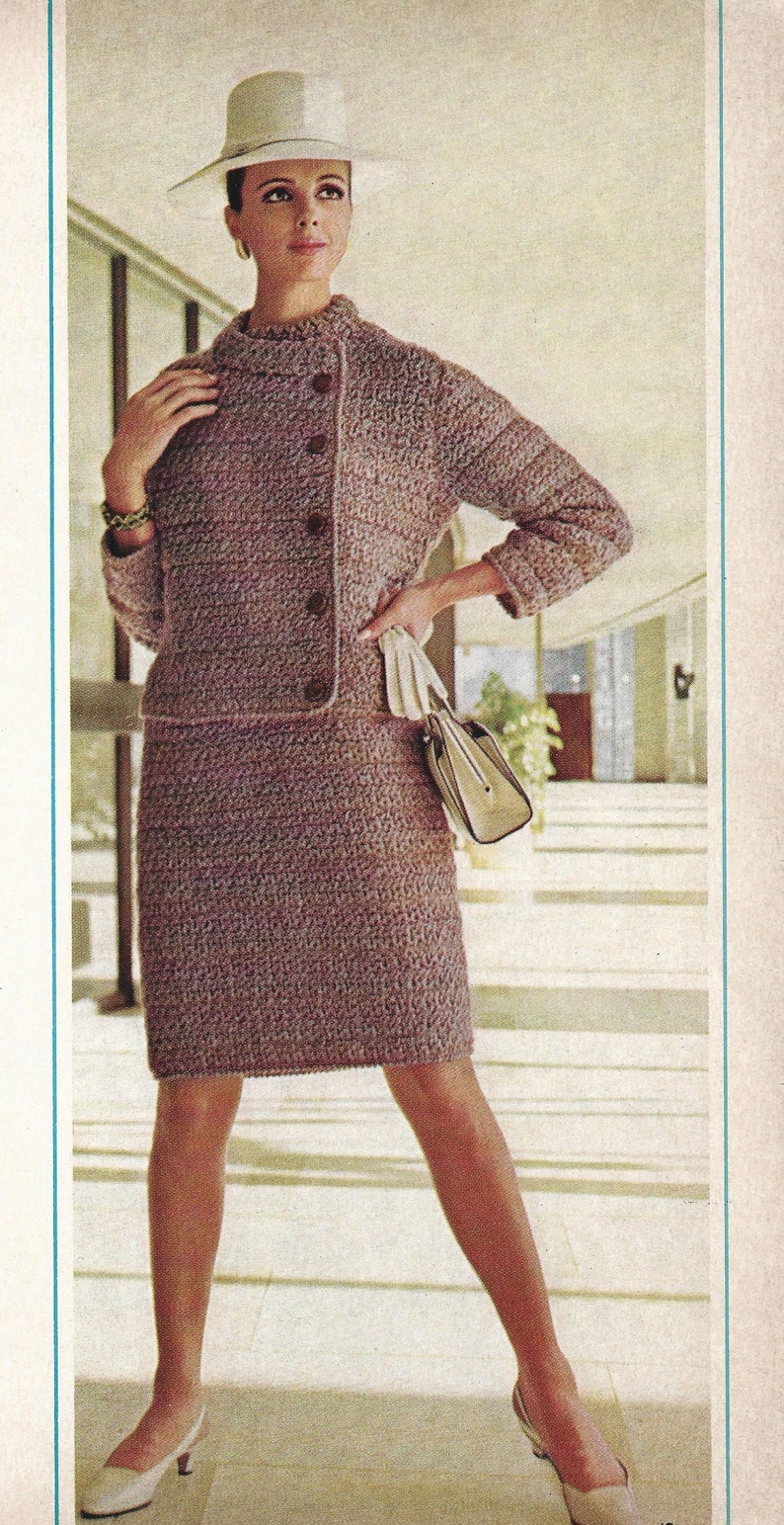 Vintage 1960s Crochet Suit Pattern: Jacket & Skirt (PDF Digital ...