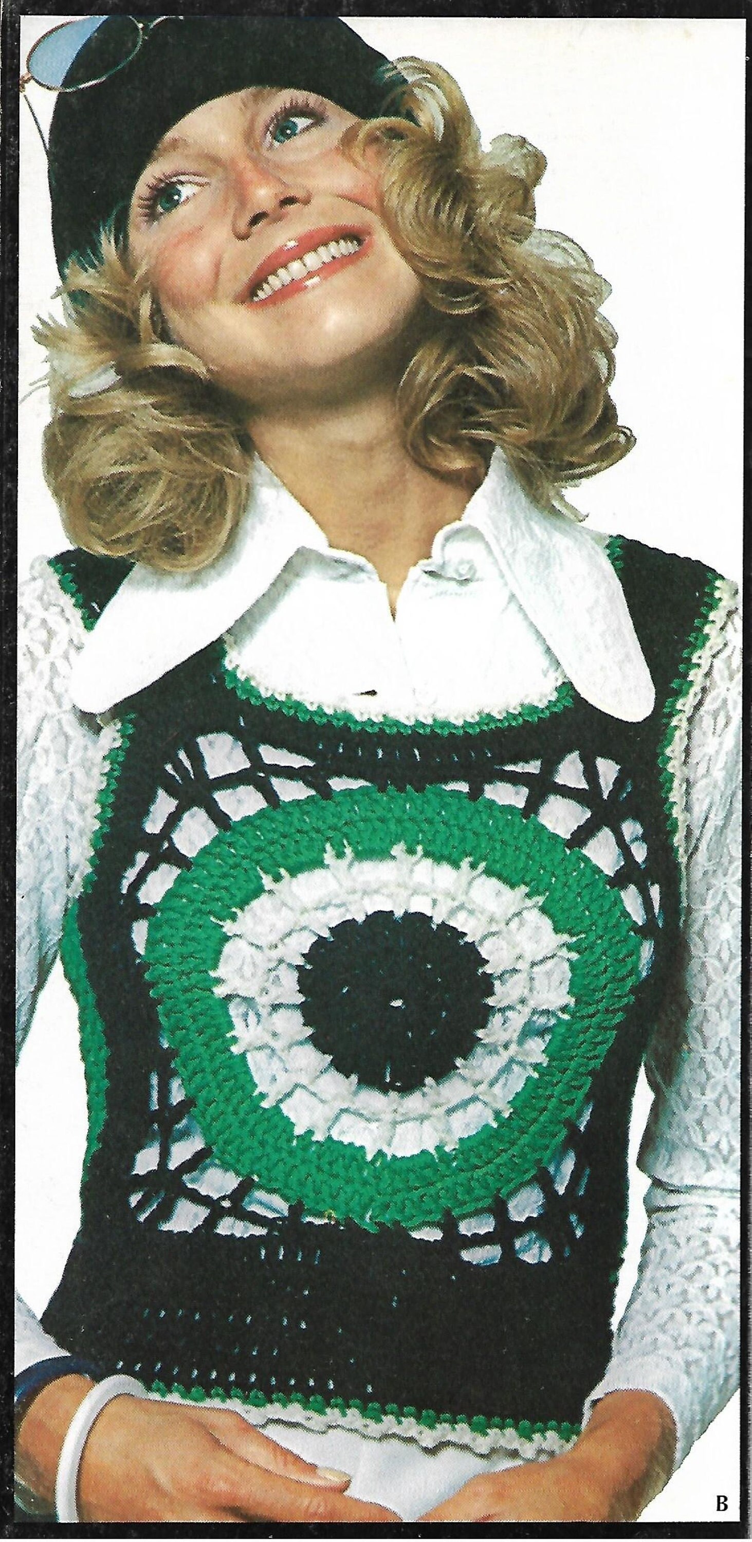 Vintage 1970s Crochet Granny Square Rib Tickler Top Pattern (PDF ...