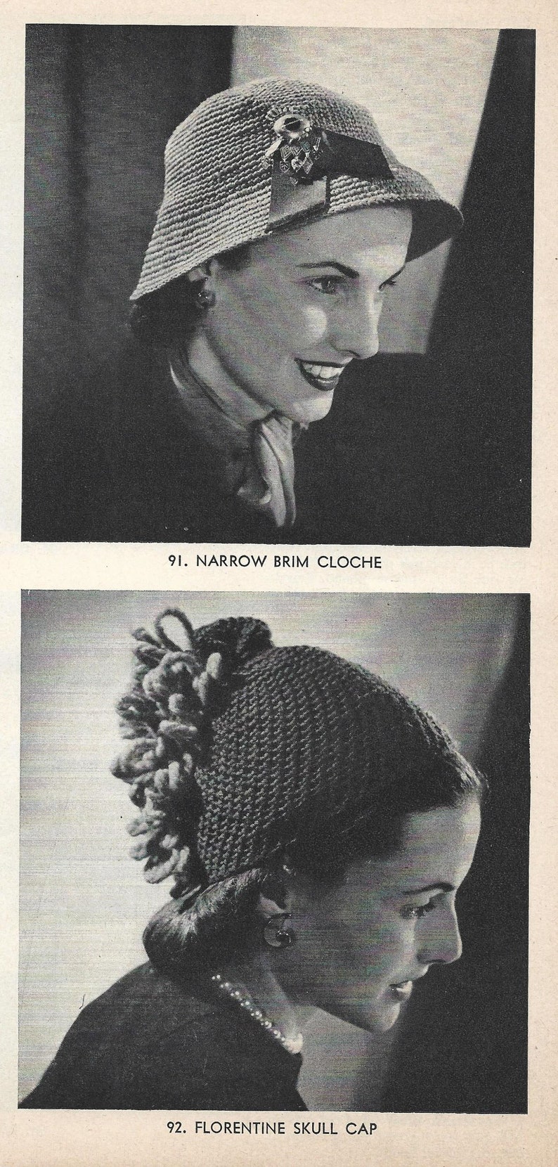 Vintage Crochet Hat Patterns 1947 Cavalier Berets Toques - Etsy