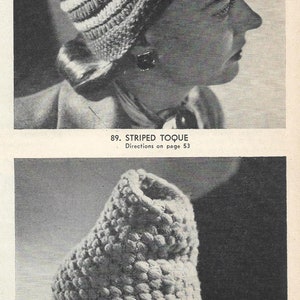 Vintage Crochet Hat Patterns 1947, Cavalier, Berets, Toques, Scarf Cap ...