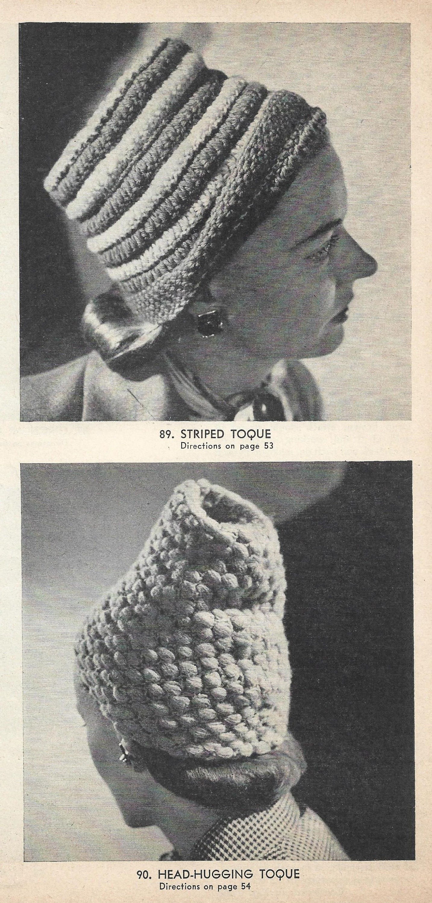 Vintage Crochet Hat Patterns 1947 Cavalier Berets Toques - Etsy
