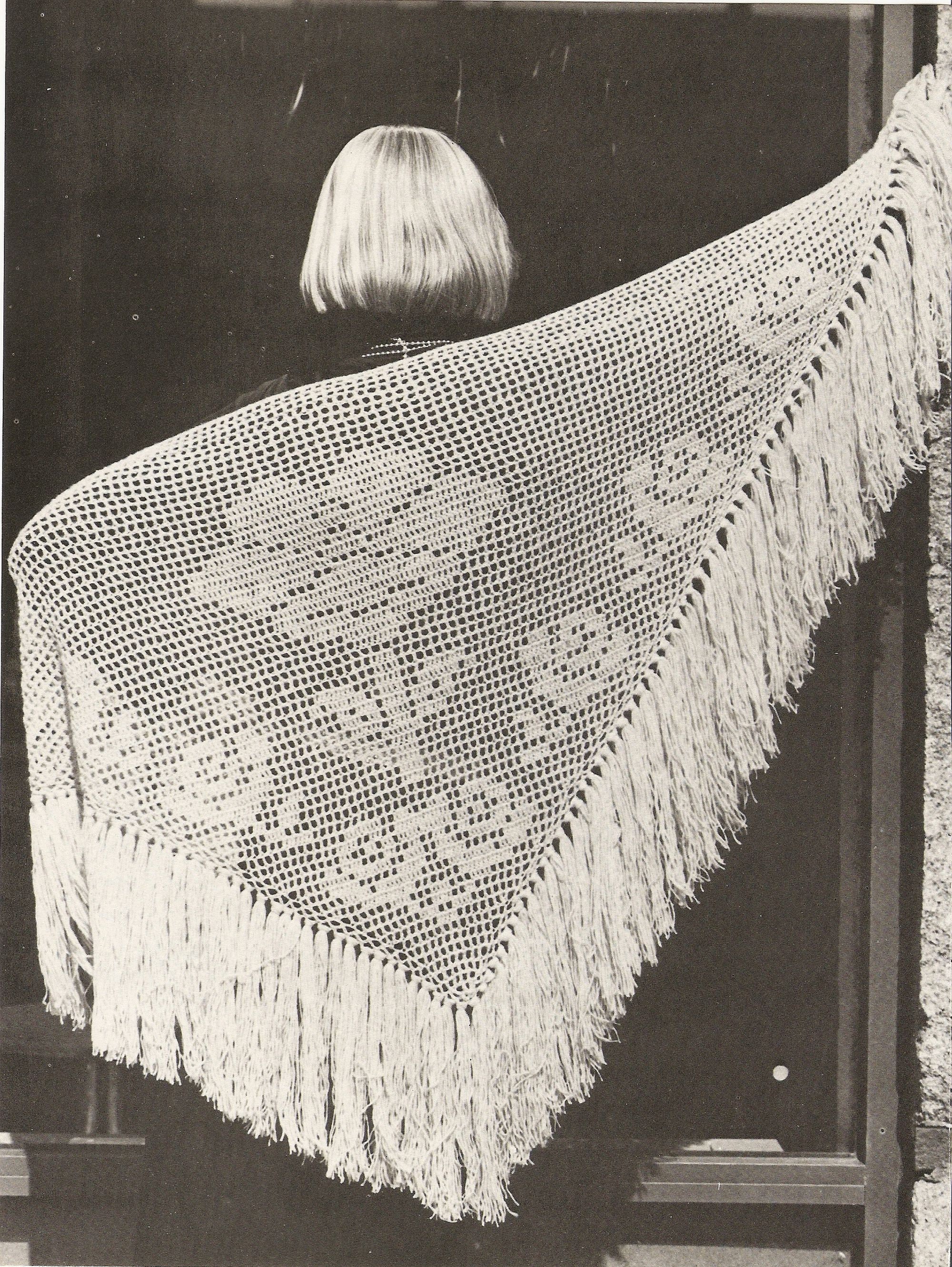 Vintage Flower Filet Crochet Shawl Pattern PDF Instant | Etsy