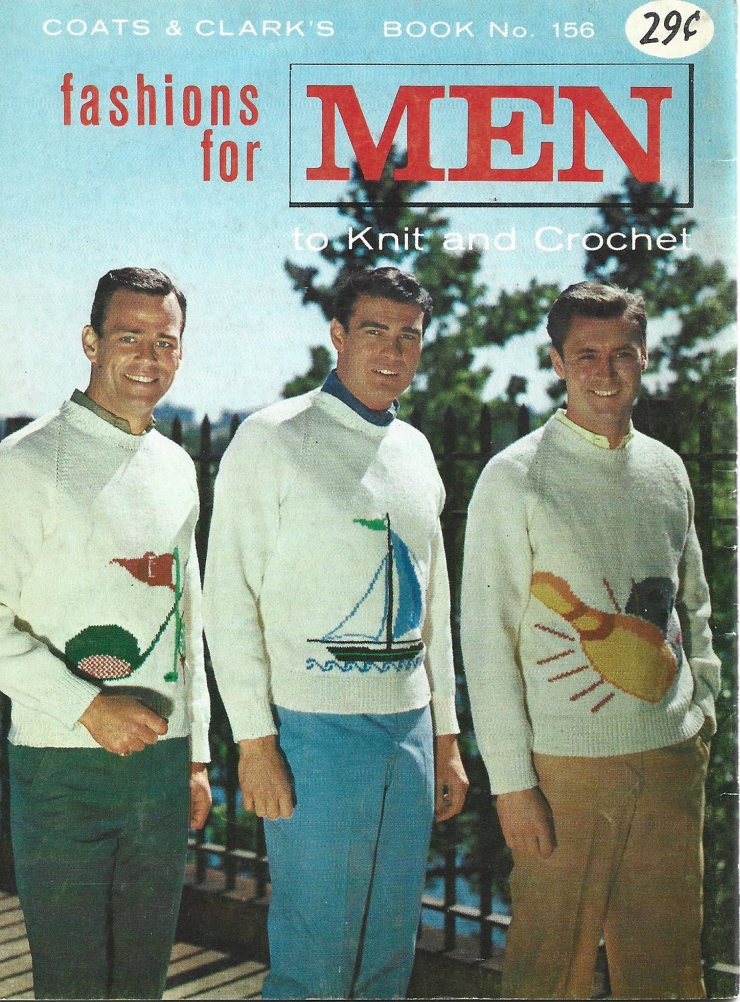 Vintage 1965 Mens Knit Crochet Patterns Book: Sweaters, Cardigans (PDF ...