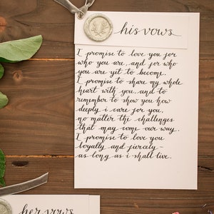 Hand Written Wedding Vows Custom Wedding Vows Wedding | Etsy