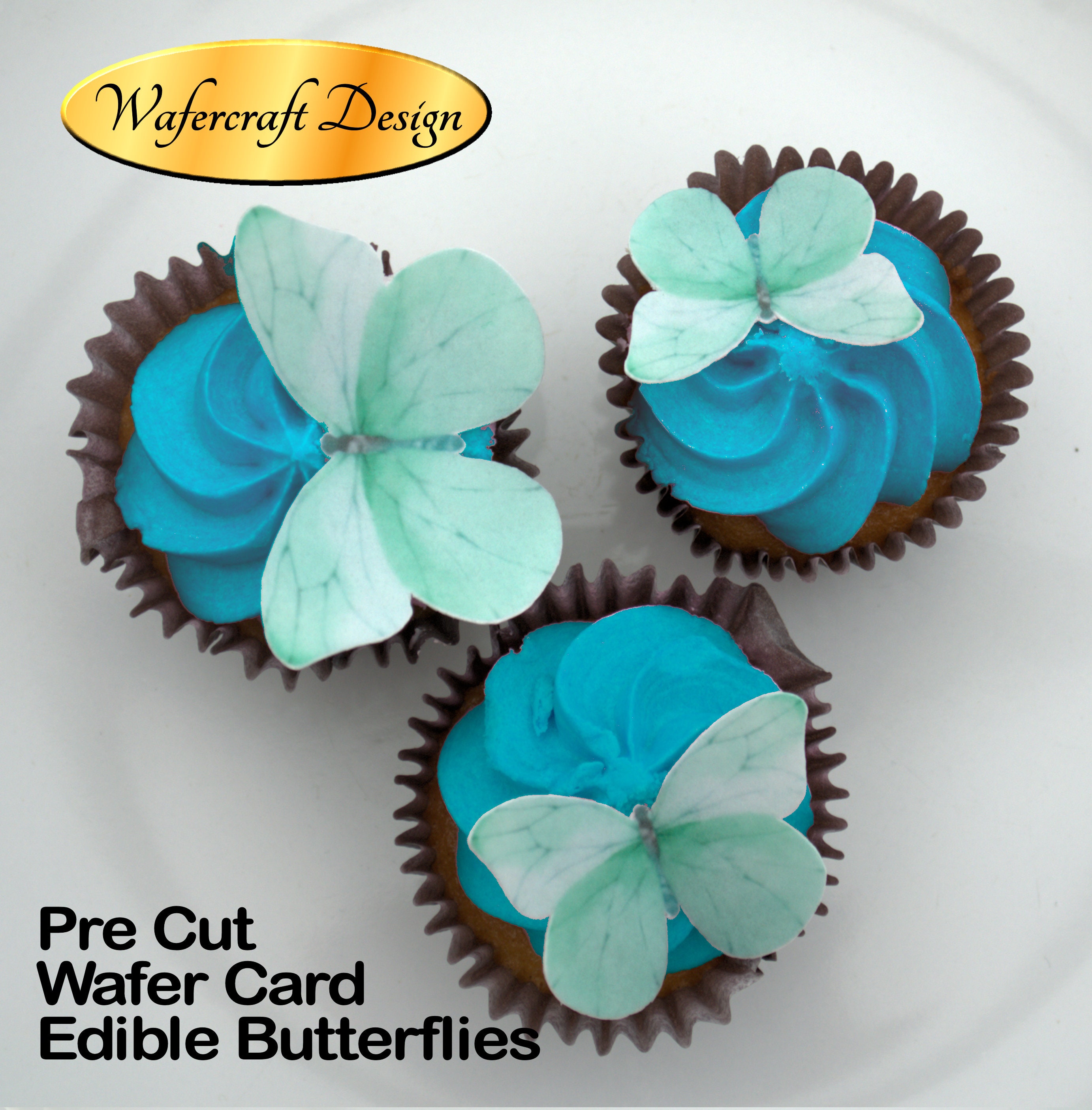 Pre Cut Edible Wafer Card Realistic Butterflies - 2 Colour Packs - 16 ...