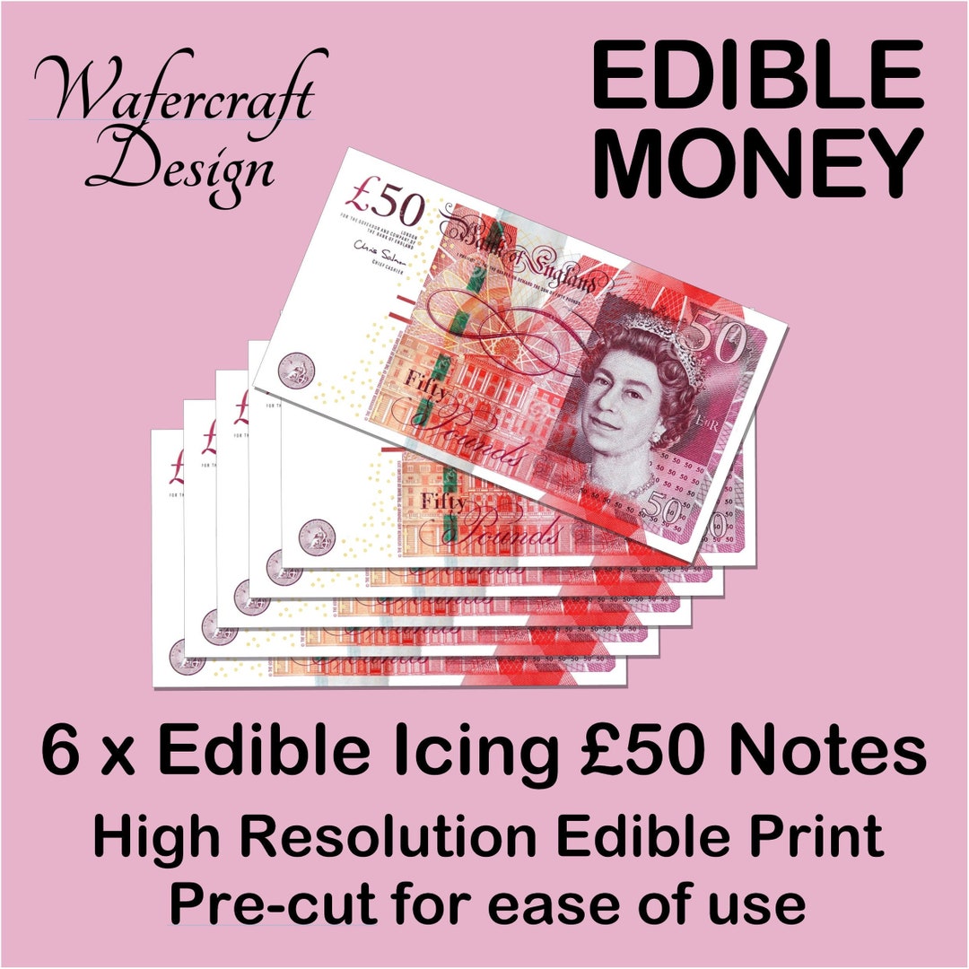 Pre Cut Edible Money 6 X 50 Pound Notes Printed On Decor Paper Plus pre-cut-edible-money-6-x-50-pound-notes-printed-on-decor-paper-plus
