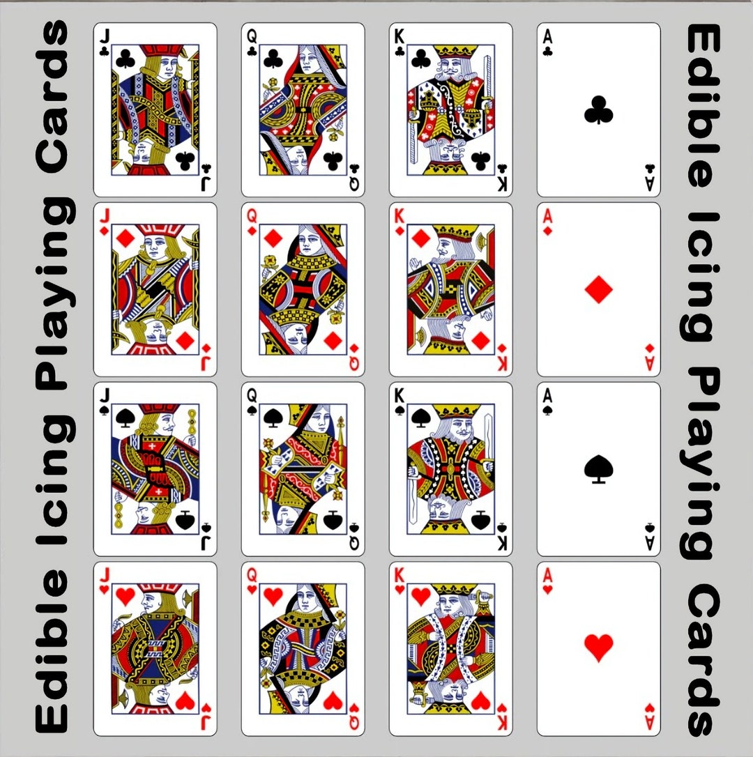 Pre Cut Edible Icing Printed Playing Cards - Face Cards & Aces Only (16 ...