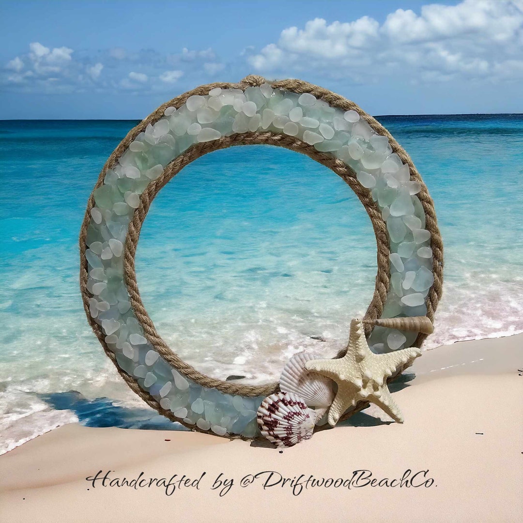 Seaglass Wreath: Beach Themed Wall Art With Shells & Starfish - Etsy