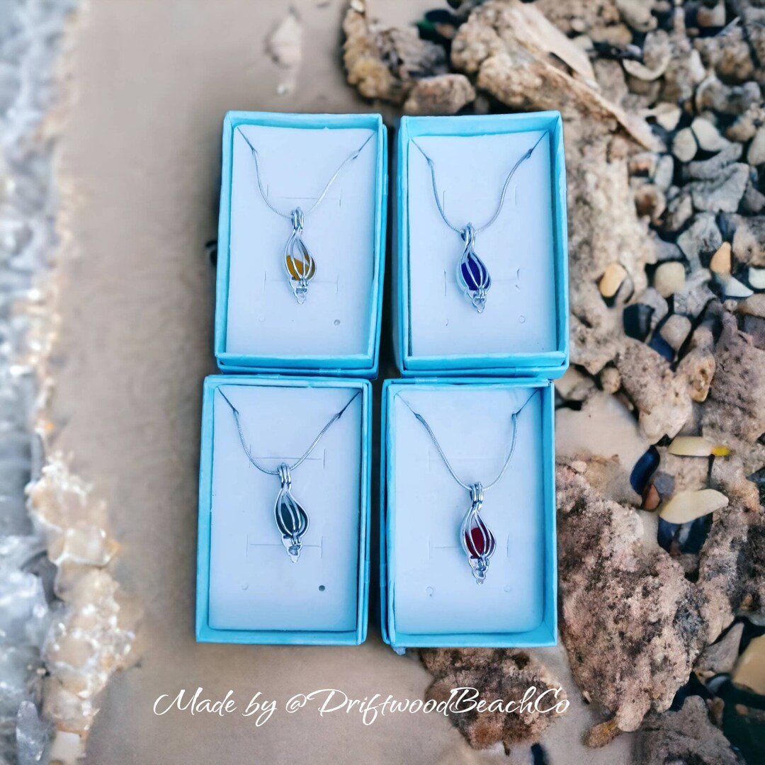Conch Shell Cage Locket, Conch Shell Necklace, Seaglass Jewellery ...