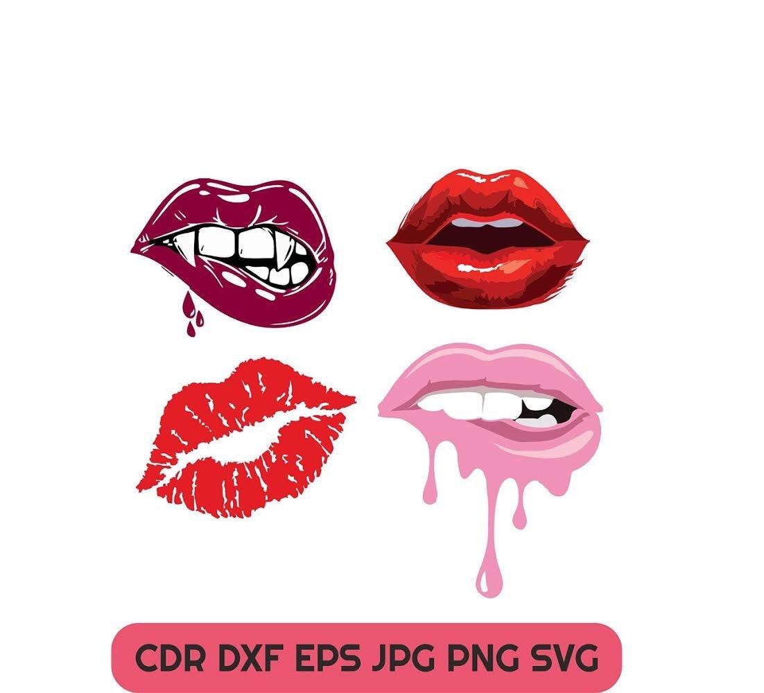 Biting lips svg cut files Dripping lips instant download | Etsy