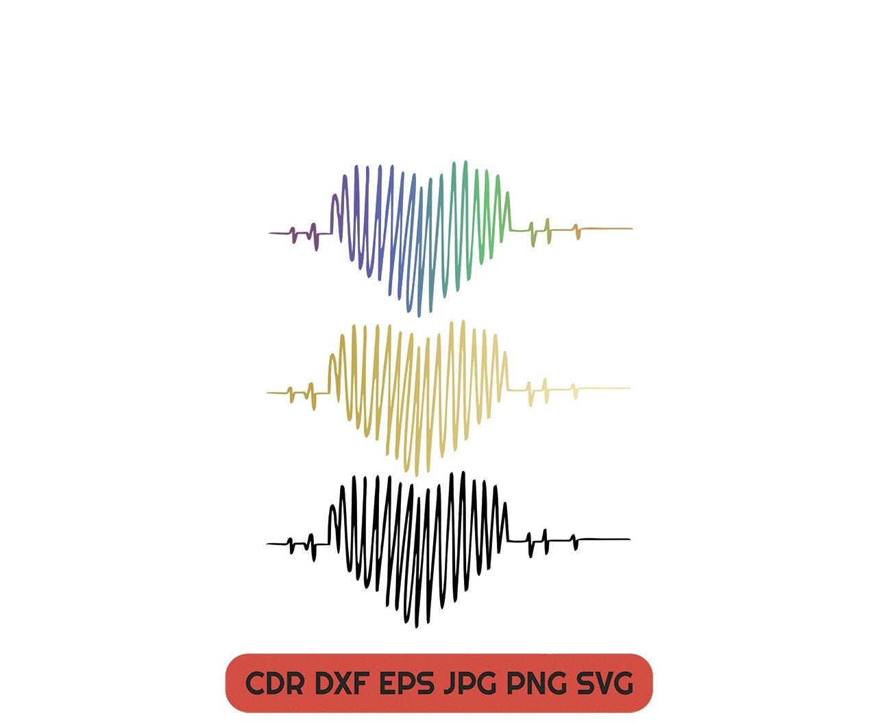 Digital Heartbeat Svg Cricut Files Ekg Clipart Pulse Dxf Cut - Etsy