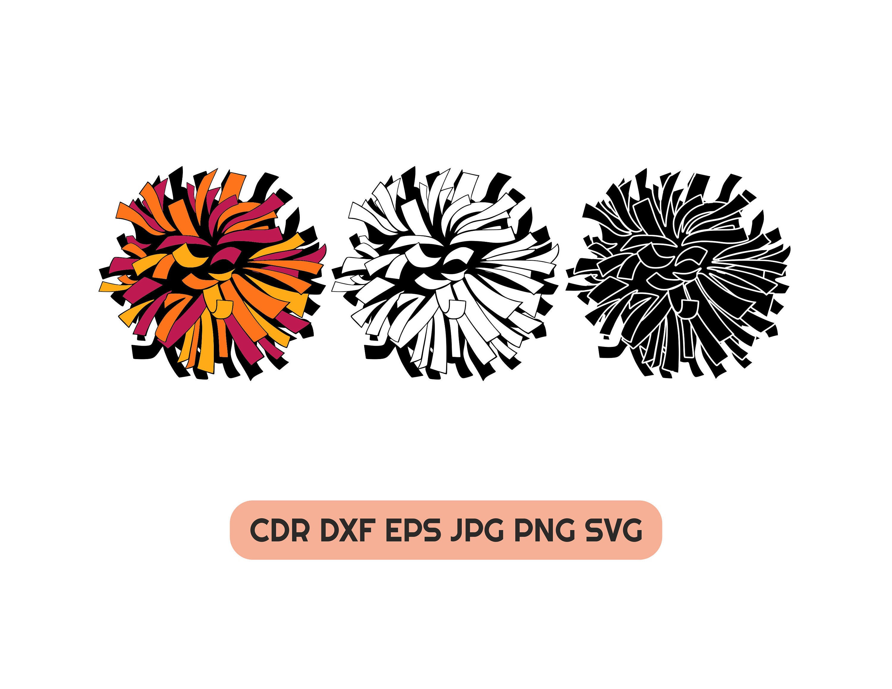 Pom Pom Svg Cheerleader Svg Instant Download Cheer Svg Vector Cheerleader Print Etsy
